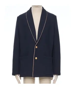 Valentino Garavani Collared Long-sleeved Knit Sweater - Navy Blue