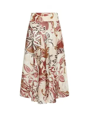 Marella Sospite Printed Skirt - Brick Red