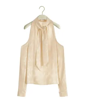 Dior Cold Shoulder Blouse With Tie Detail
