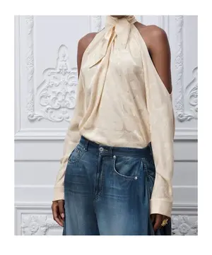 Dior Cold Shoulder Blouse With Tie Detail