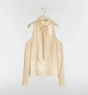 Dior Cold Shoulder Blouse With Tie Detail