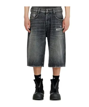 DIESEL® Relaxed Fit Distressed Denim Bermuda Shorts