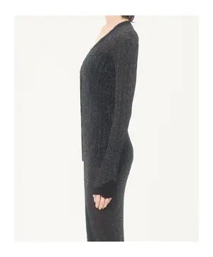 Valentino Garavani Lurex Knit Cardigan With Lace Trim