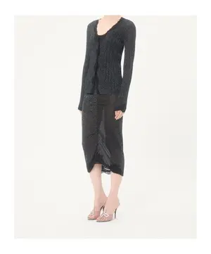 Valentino Garavani Lurex Knit Cardigan With Lace Trim