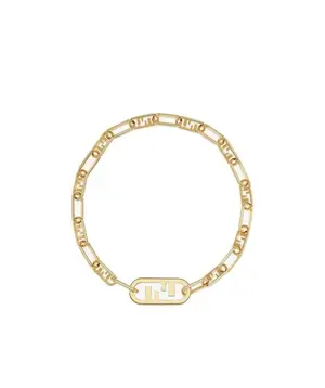 Fendi Gold-tone Ff Logo Choker Necklace - Yellow