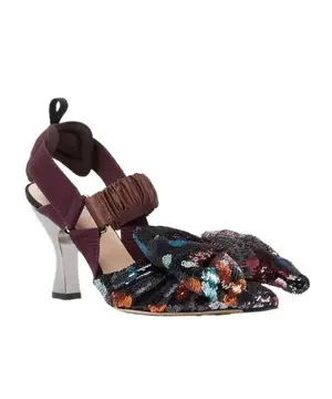 Fendi Colibri Sequined High-heeled Slingbacks With Bow Detailing - Multicolor
