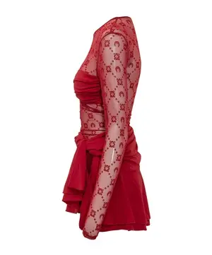 MARINE SERRE Moonogram Flock Ruffle Mini Dress