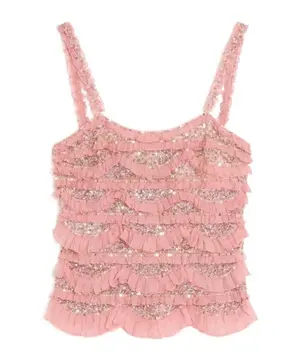 Valentino Garavani Embellished Ruffled Chiffon Top