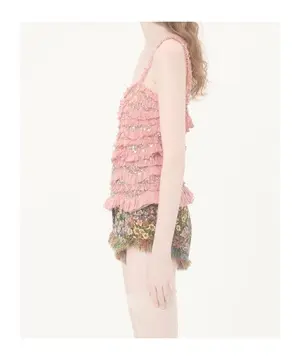 Valentino Garavani Embellished Ruffled Chiffon Top