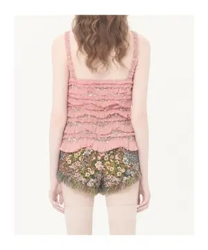Valentino Garavani Embellished Ruffled Chiffon Top