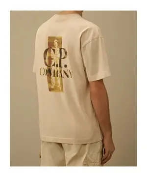 C.P. COMPANY Logo Printed Crewneck T-shirt - Nude
