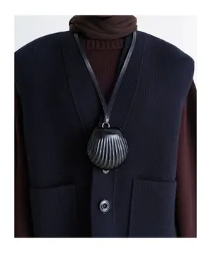 LEMAIRE X Carlos Penafiel Leather Shell Coin Purse Necklace