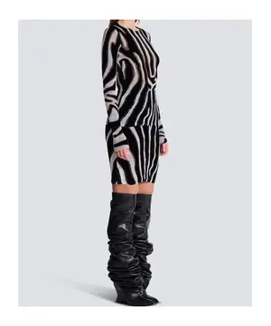 Balmain Zebra-print Velvet Bodycon Top
