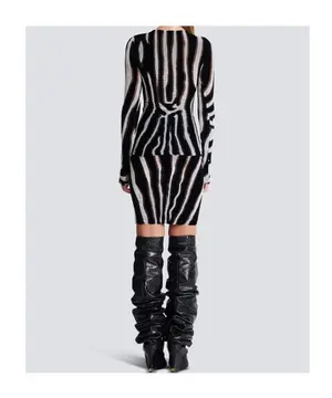 Balmain Zebra-print Velvet Bodycon Top