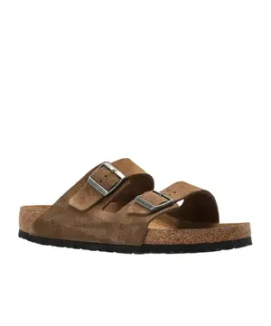 BIRKENSTOCK Arizona Soft Footbed Leather Sandals With Adjustable Straps - Brown