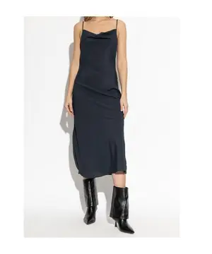 ALLSAINTS Hadley Slip Dress With Draped Neckline - Navy Blue