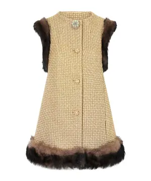 Valentino Garavani Button Vest With Fur Trim - Gold