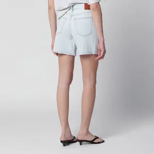 ANINE BING Delaney High-waisted Frayed-edge Denim Shorts - Bright Blue