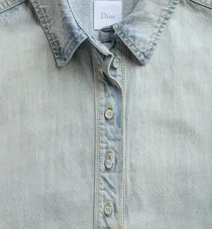 Dior Short-sleeved Denim Dress With Bow Detail
