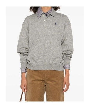 Polo Ralph Lauren Logo Embroidered Long Sleeve Polo Shirt - Gray