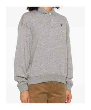 Polo Ralph Lauren Logo Embroidered Long Sleeve Polo Shirt - Gray