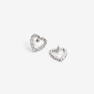 SELF-PORTRAIT Crystal Embellished Heart Earrings
