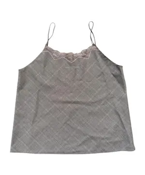 WOOYOUNGMI Spaghetti Strap Camisole With Lace Collar - Gray