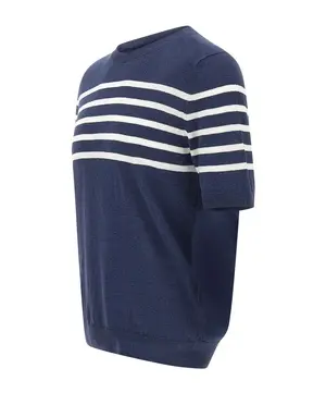 GRAN SASSO Striped Short-sleeve Sweater