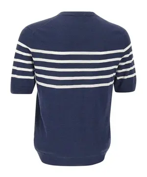 GRAN SASSO Striped Short-sleeve Sweater