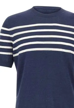 GRAN SASSO Striped Short-sleeve Sweater