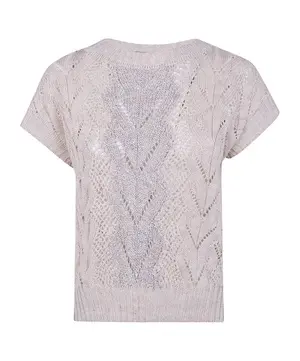 D.exterior Open Knit Boat Neck Sweater