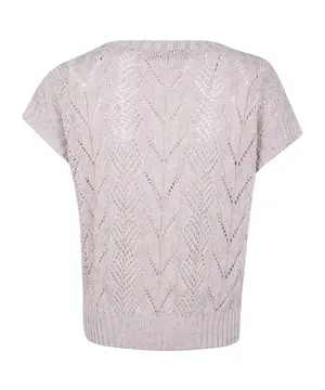 D.exterior Open Knit Boat Neck Sweater