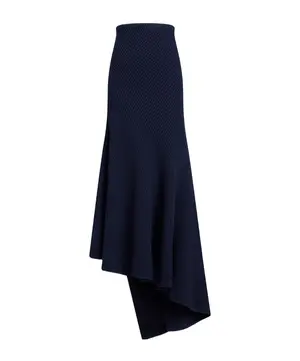 Alaïa Asymmetric Ribbed Knit Fishtail Midi Skirt