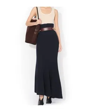 Alaïa Asymmetric Ribbed Knit Fishtail Midi Skirt