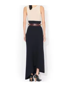 Alaïa Asymmetric Ribbed Knit Fishtail Midi Skirt