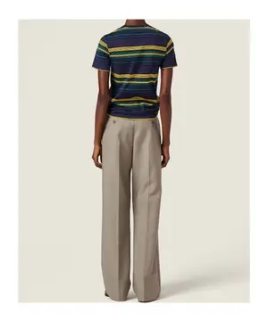 Miu Miu Short Sleeve Striped T-shirt - Blue/bottle