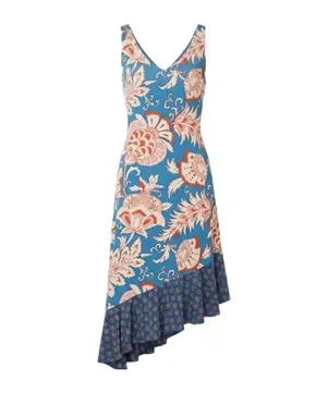 Etro Floral Print Ruffled Midi Dress - Blue
