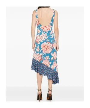 Etro Floral Print Ruffled Midi Dress - Blue