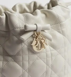 Dior Quilted Cannage Mini Bucket Bag With D.i.o.r. Charms - White