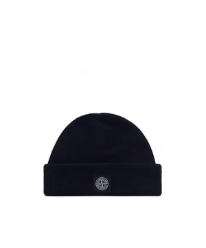 Stone Island Compass Logo Patch Beanie - Navy