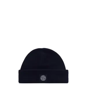 Stone Island Compass Logo Patch Beanie - Navy