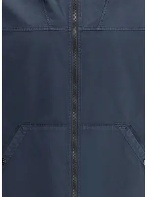 Stone Island Logo Patch Zip-up Hooded Jacket - Blue