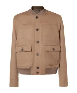 Fendi Long Sleeved Buttoned Bomber Jacket - Brown
