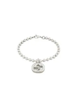 Gucci Logo Pendant Bracelet - White