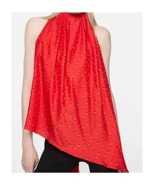 Acne Studios Bow Detail Asymmetric Jacquard Dot Top