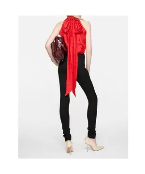 Acne Studios Bow Detail Asymmetric Jacquard Dot Top
