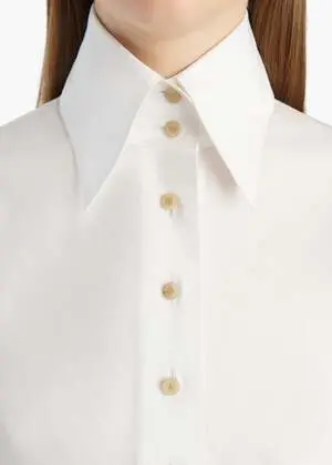 Khaite Ivy" Organic Cotton Poplin Sculptural Collar Button-up Shirt - Chalk