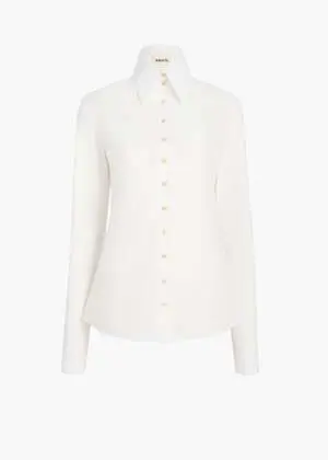 Khaite Ivy" Organic Cotton Poplin Sculptural Collar Button-up Shirt - Chalk