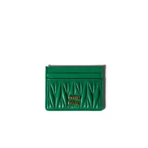 Miu Miu Matelassé Nappa Leather Card Holder - Mango