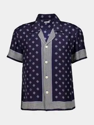 BODE Navy Foyer Diamond Short Sleeve Shirt - Blue